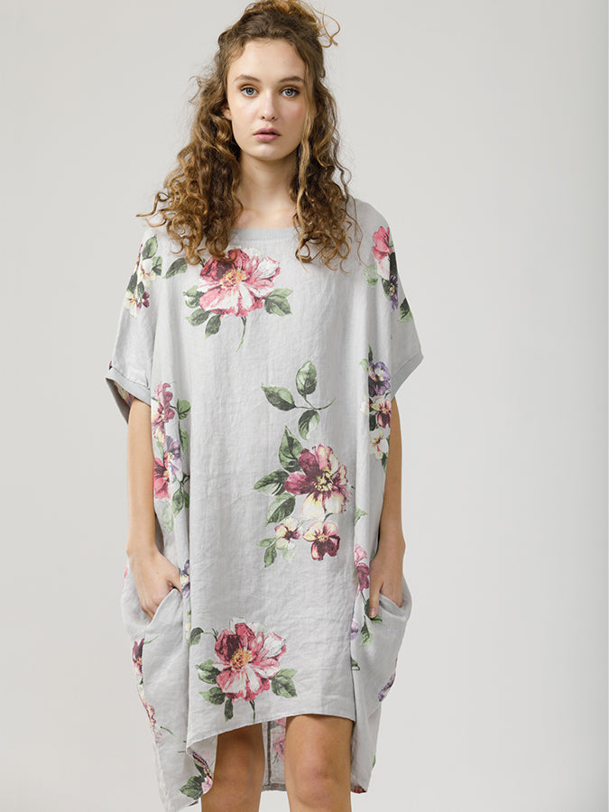Floral Rosabella Top - Long Pure Linen Floral Top – Miss Rose Sister Violet