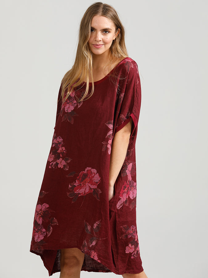 Floral Rosabella Top - Long Pure Linen Floral Top – Miss Rose Sister Violet